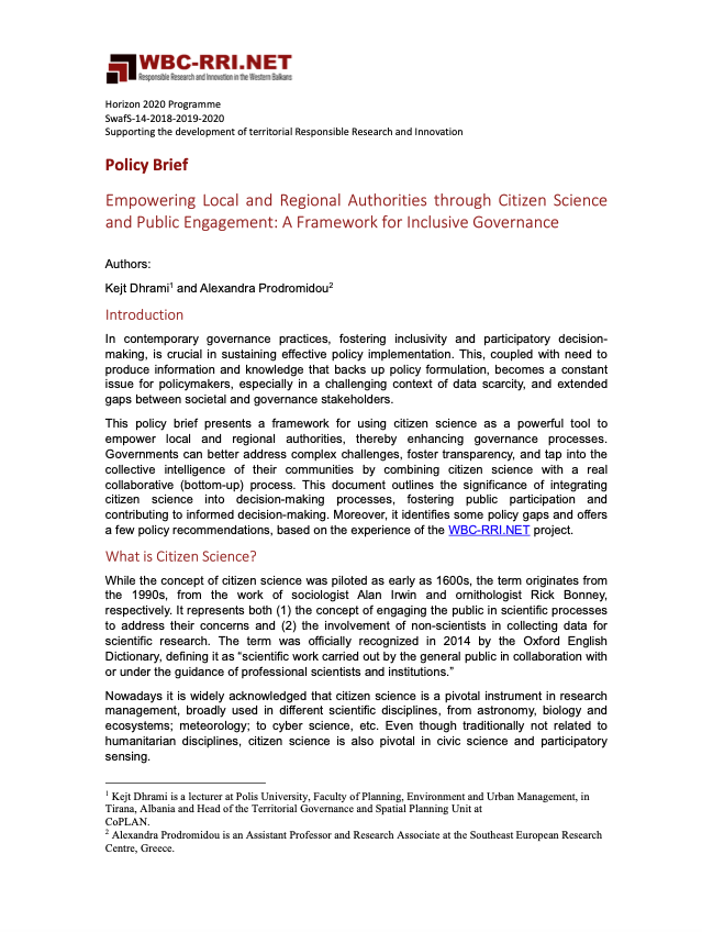 Empowering Local and Regional Authorities through Citizen Science and ...